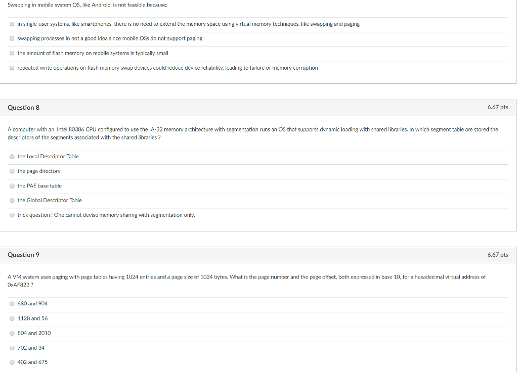 Solved Swapping in mobile system OS, like Android, is not | Chegg.com