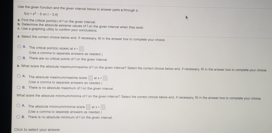 Solved Use The Given Function And The Given Interval Below 7181