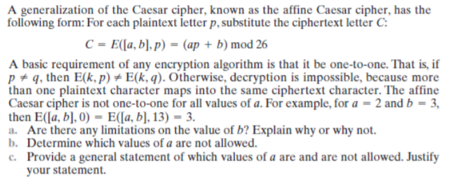 Solved A generalization of the Caesar cipher, known as the | Chegg.com