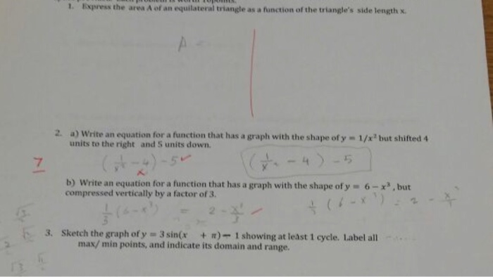 Solved Express the area A of an equilateral triangle as a | Chegg.com