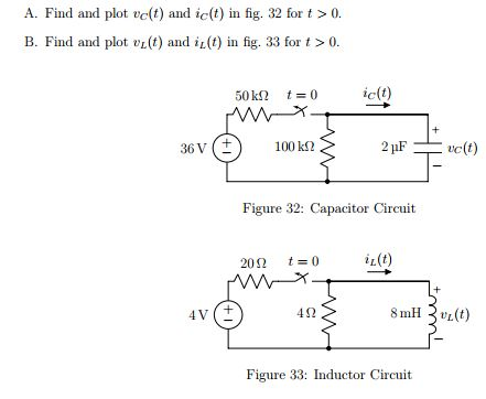 Solved A. Find and plot vC(t) and iC(t) in fig. 32 for t > | Chegg.com