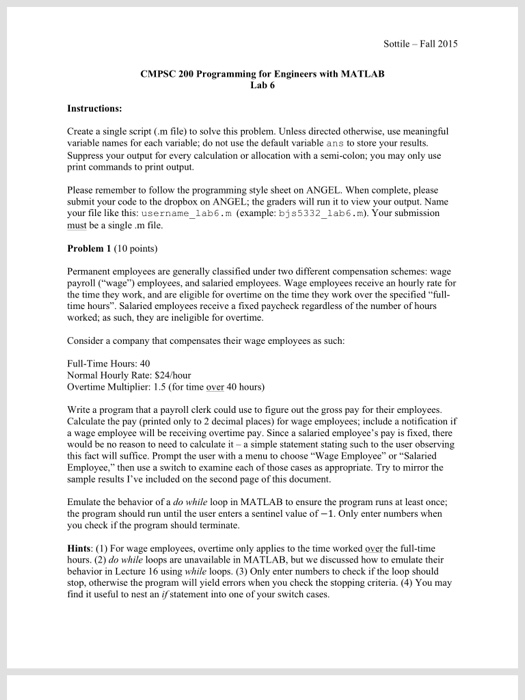 Solved Sottile Fall 2015 Cmpsc 200 Programming For Engineers