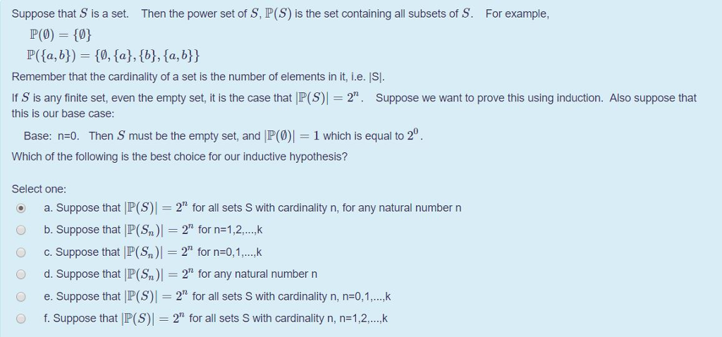 Solved Suppose that S is a set. Then the power set of S, | Chegg.com