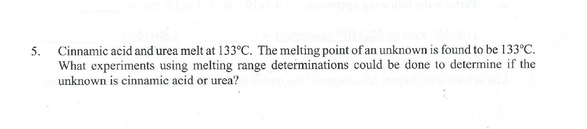 Solved 5. Cinnamic acid and urea melt at 133 degree C. The | Chegg.com