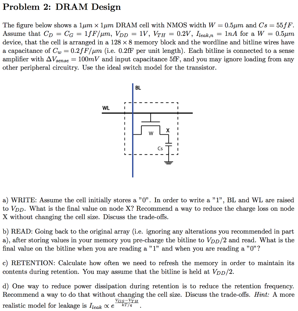 The figure below shows a 1 mu m times mu m DRAM cell | Chegg.com