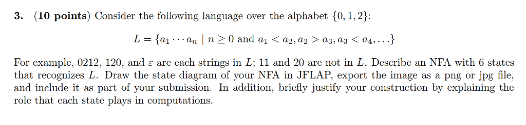 Solved 3. (10 points) Consider the following language over | Chegg.com
