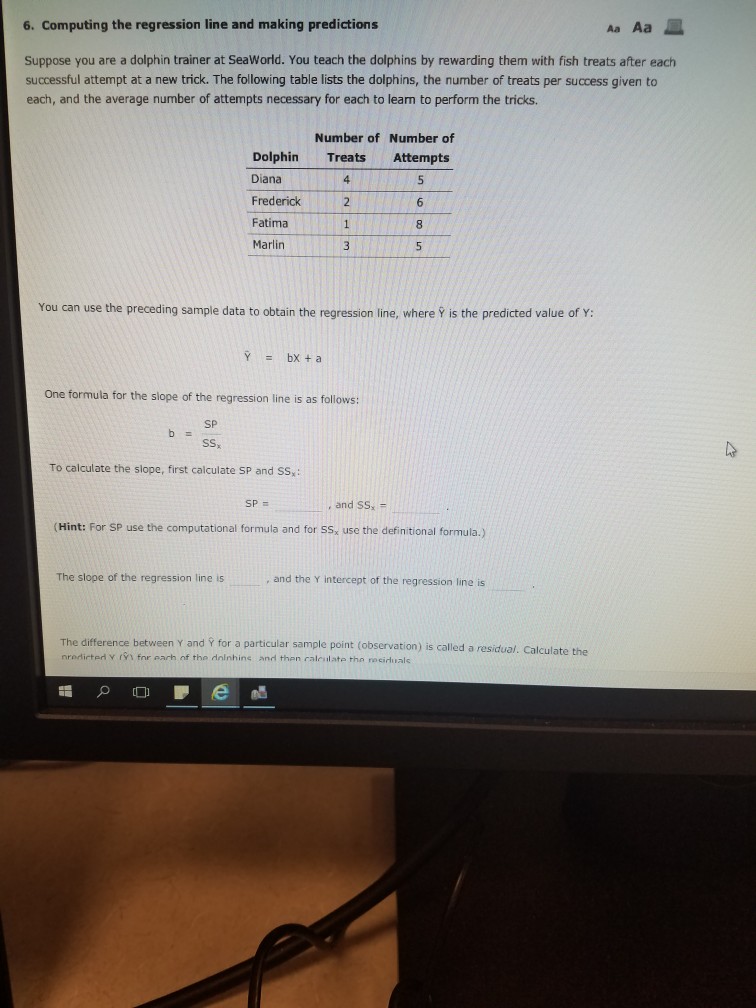 Solved 6. Computing the regression line and making | Chegg.com