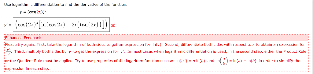Solved Use logarithmic differentiation to find the | Chegg.com
