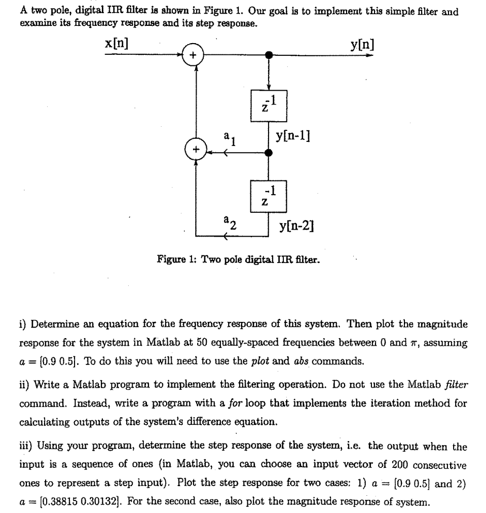 Solved A two pole, digital IIR filter is shown in Figure 1. | Chegg.com