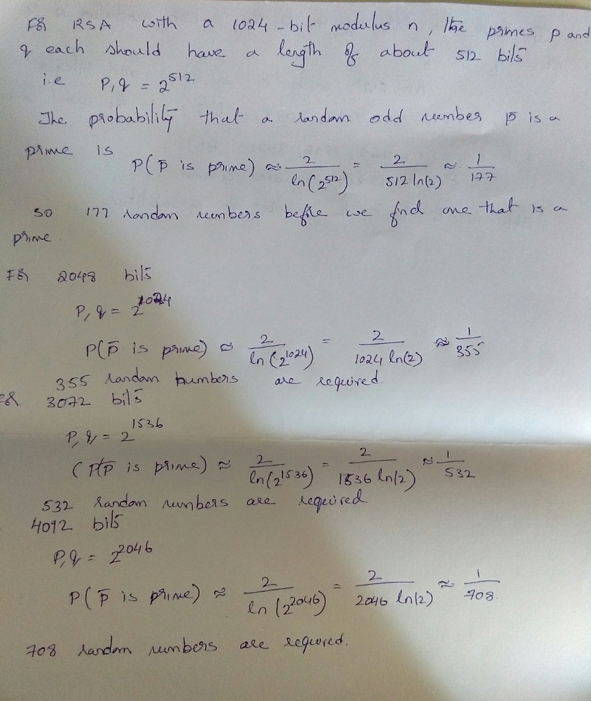 (Solved) - Popular RSA modulus sizes are 1024, 2048, 3072 and 4092 bit ...