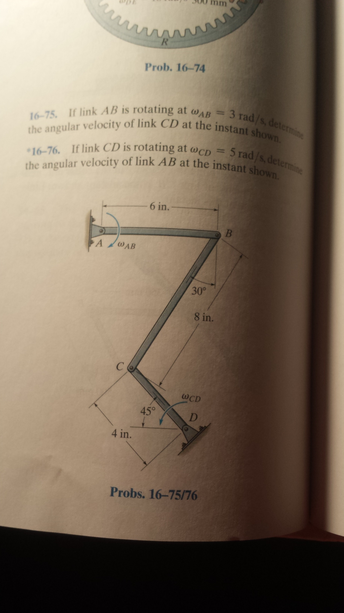 Solved If Link Ab Is Rotating At Omega Ab 3 Rad S Determine