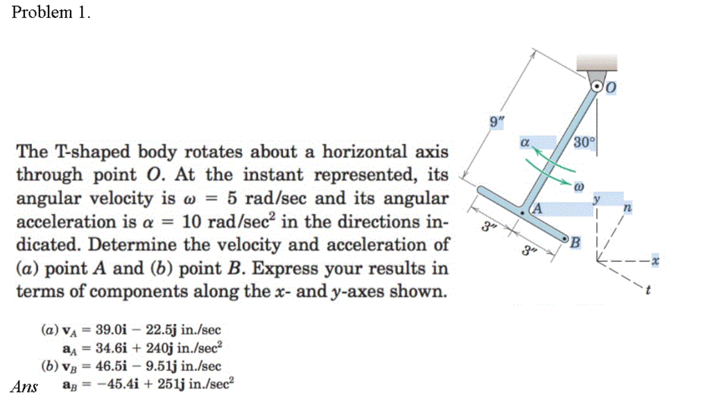Solved The T-shaped body rotates about a horizontal axis | Chegg.com