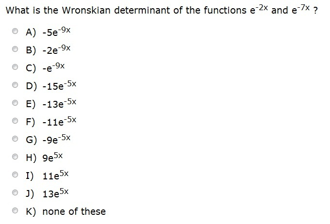 Solved What is the Wronskian determinant of the functions | Chegg.com