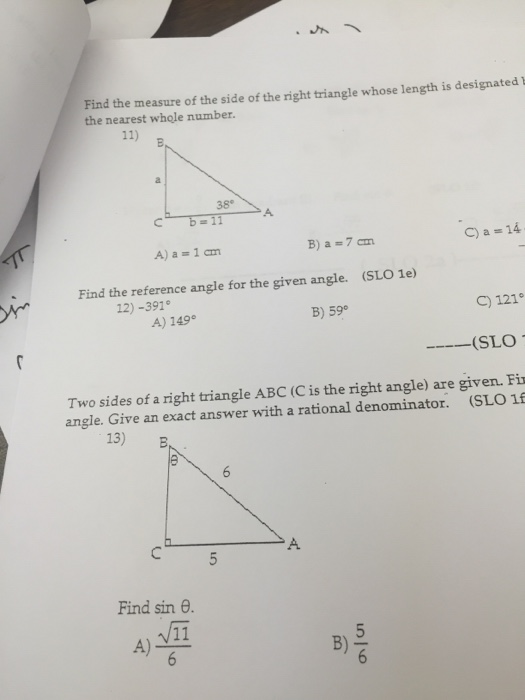 Solved Find the reference angle for the given angle. (SLO | Chegg.com