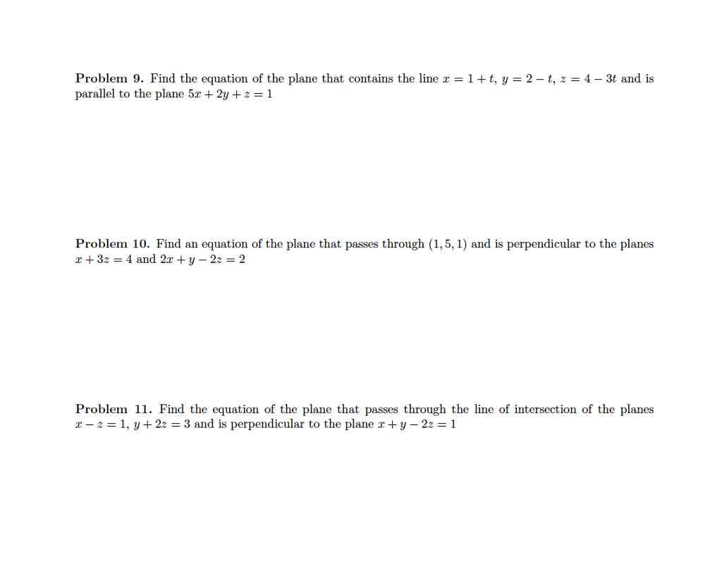 Solved Find The Equation Of The Plane That Contains The Line