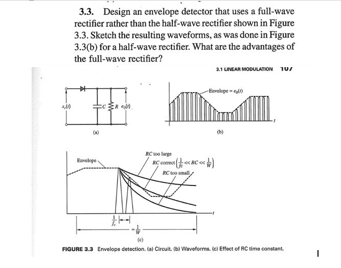Solved 3.3. Design an envelope detector that uses a full - | Chegg.com
