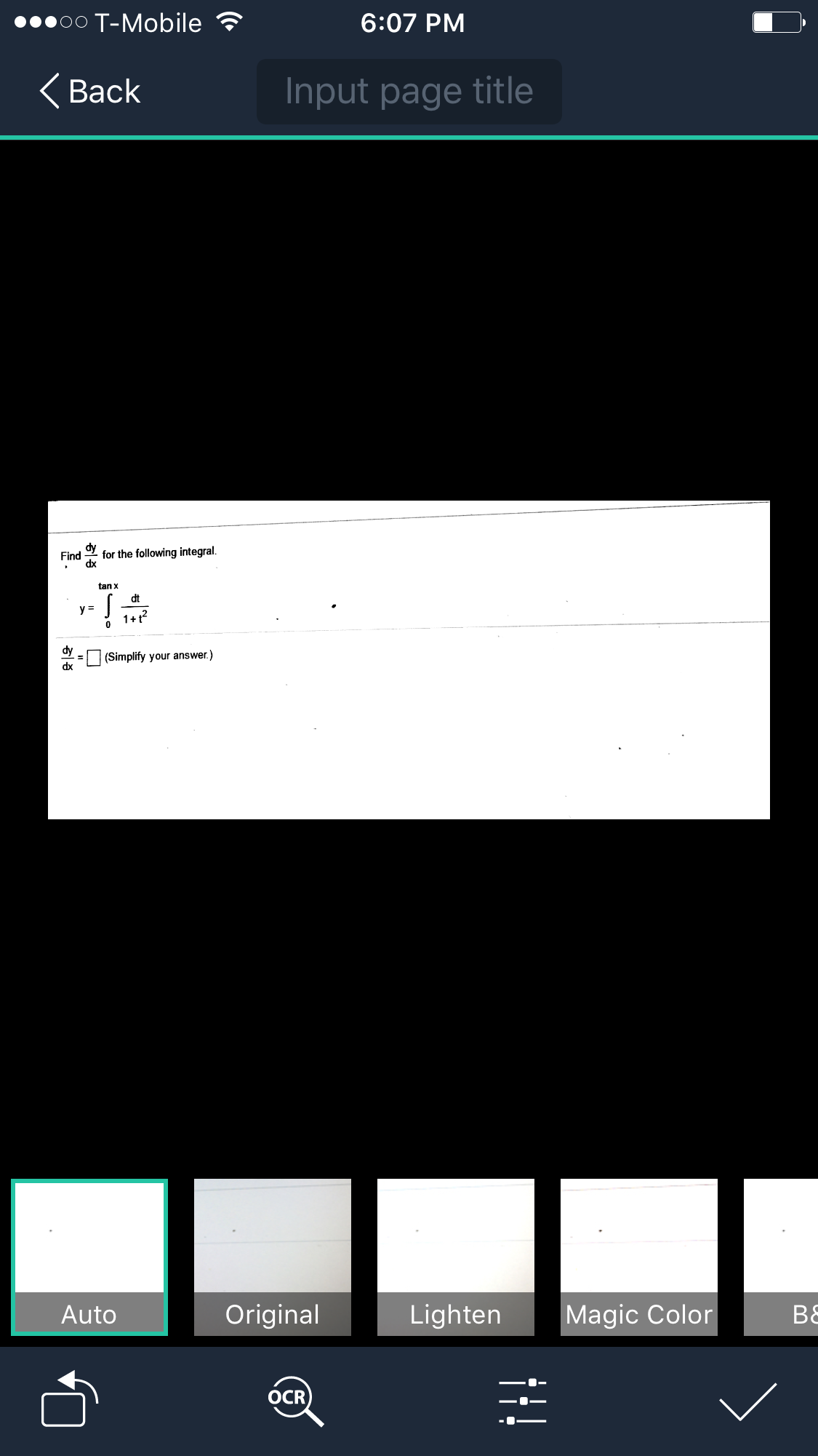 Solved Find dy/dx for the following integral y = integral | Chegg.com