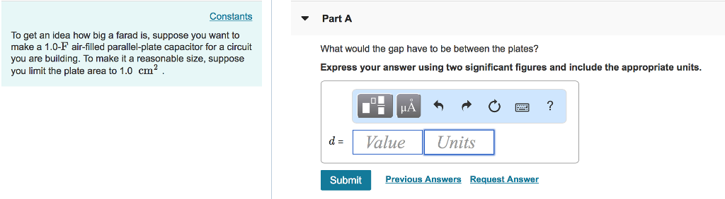 Solved Constants Part A To get an idea how big a farad is, | Chegg.com