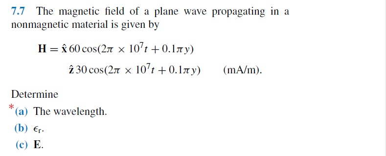 Solved The magnetic field of a plane wave propagating in a | Chegg.com