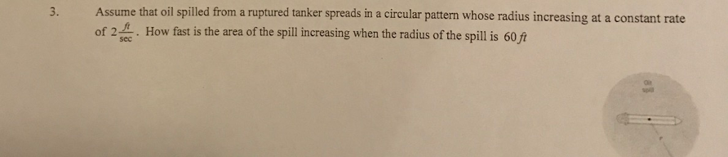 Solved Assume that oil spilled from a ruptured tanker | Chegg.com Solved Assume that oil spilled from a ruptured tanker | Chegg.com