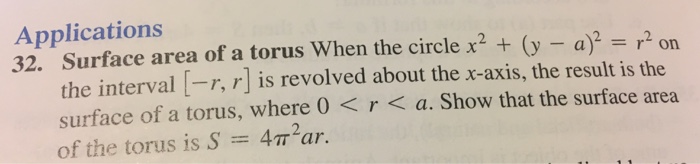 Solved Surface area of a torus When the circle x^2 + (y - | Chegg.com