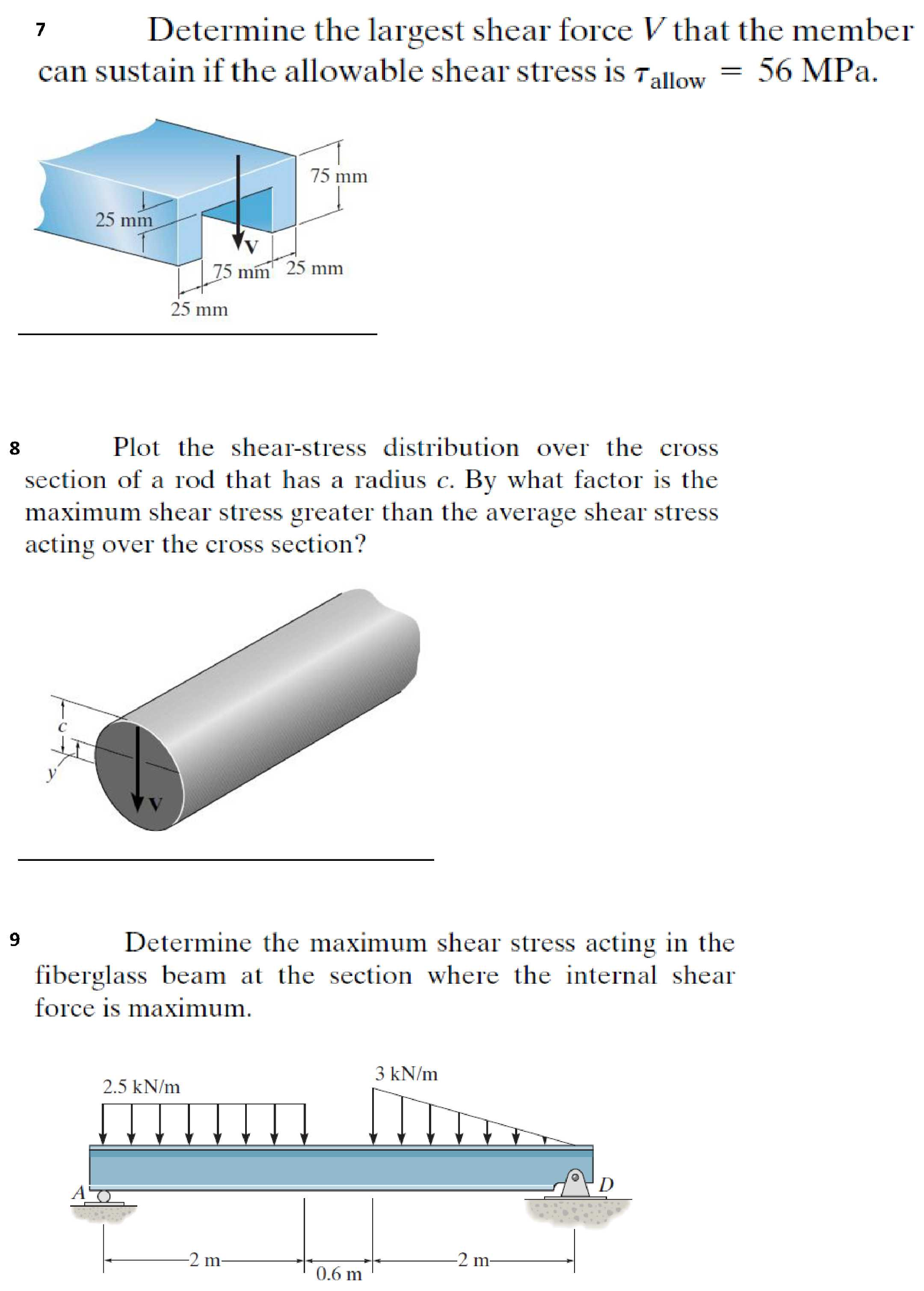 Solved 7. Determine the largest shear force V that the | Chegg.com