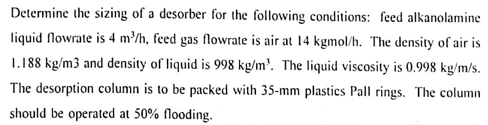 Solved Determine the sizing of a desorber for the following | Chegg.com