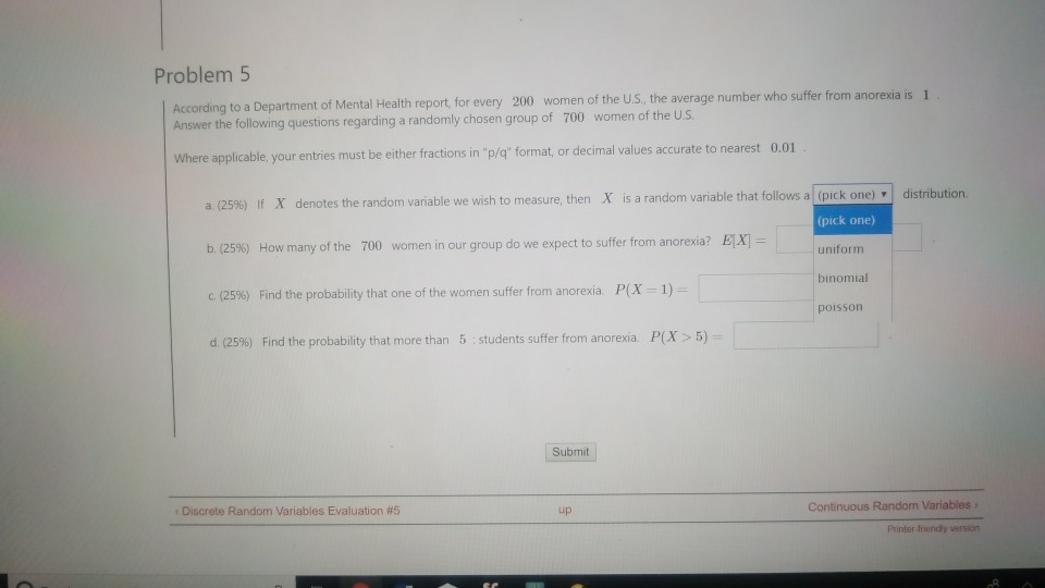 Solved Problem 1 A discrete random variable X takes on | Chegg.com