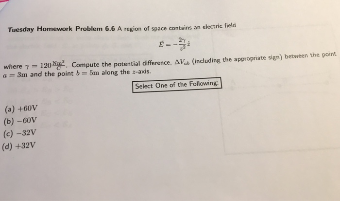 Solved A Region Of Space Contains An Electric Field E