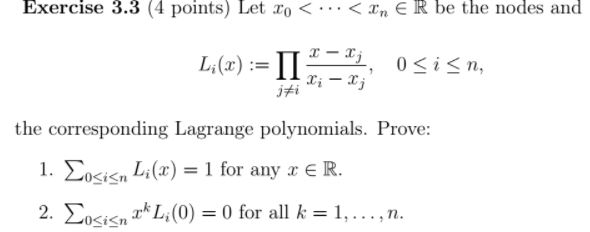 Exercise 3.3 (4 points) Let o