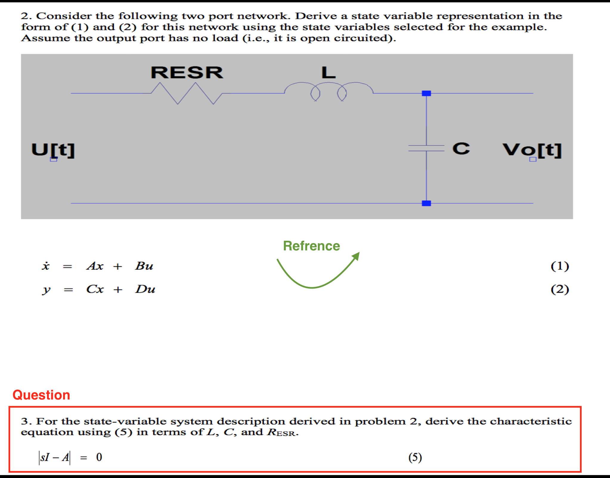 Solved Consider the following two port network. Derive a | Chegg.com