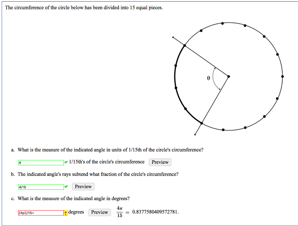 Solved The circumference of the circle below has been | Chegg.com