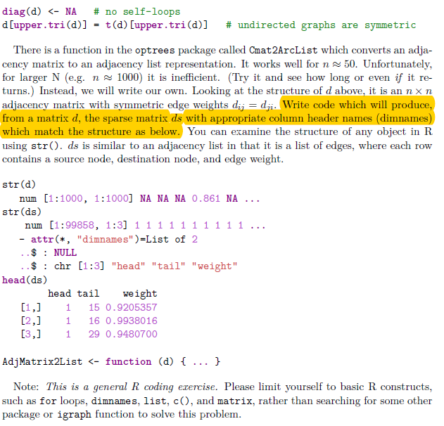 2 Matrix Representation Using R, we can generate a | Chegg.com