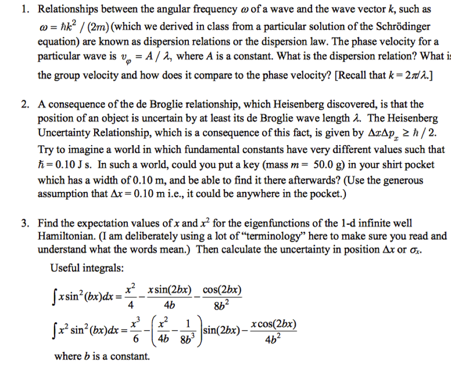 1. Relationships between the angular frequency w of a | Chegg.com