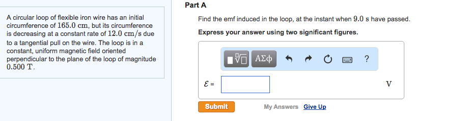 Solved A circular loop of flexible iron wire has an initial | Chegg.com