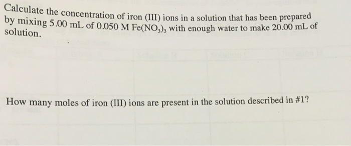 Solved Calculate the concentration or iron(III) ions in a | Chegg.com