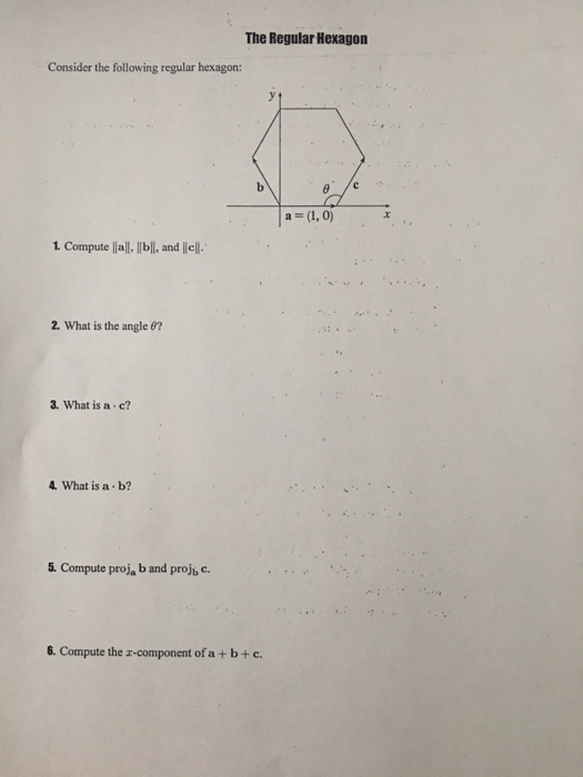 Solved Consider the following regular hexagon: Compute | Chegg.com