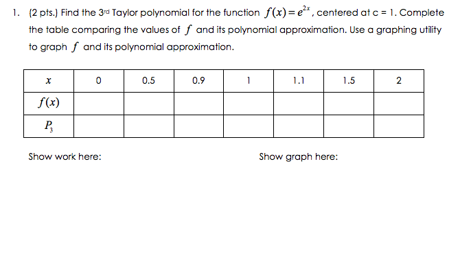 Solved (2 pts.) Find the 3rd Taylor polynomial for the | Chegg.com