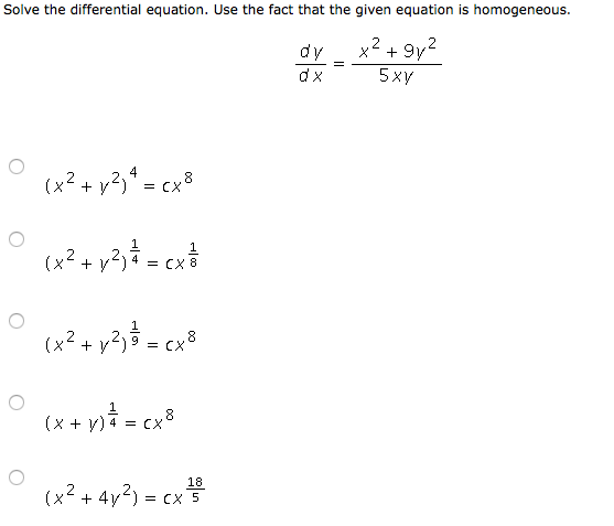 Solved Solve the differential equation. Use the fact that | Chegg.com