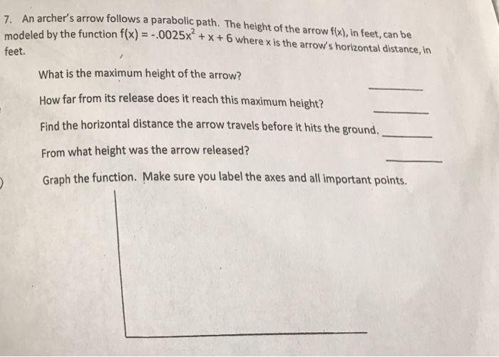 Solved An archer's arrow follows a parabolic path. The | Chegg.com