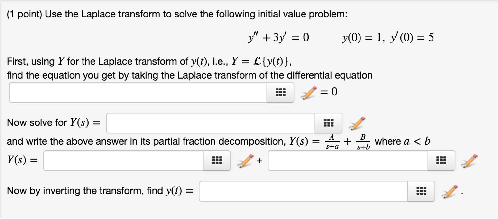 Solved Use the Laplace transform to solve the following | Chegg.com