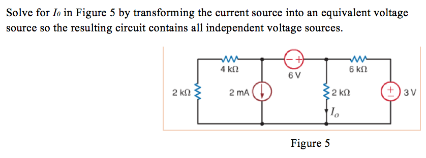 Solved Solve for I0 in Figure 5 by transforming the current | Chegg.com