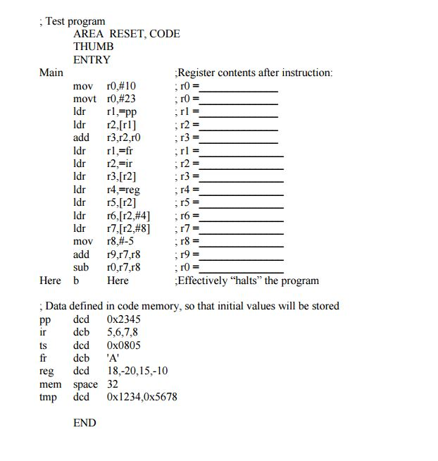 Solved PART 1 l. In the ARM program on the next page, a | Chegg.com