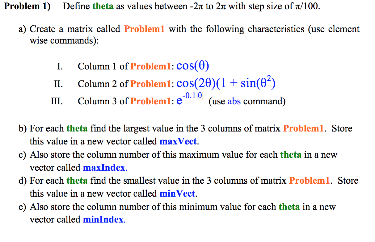 Problem 1) Define theta as values between -2pi to 2pi | Chegg.com