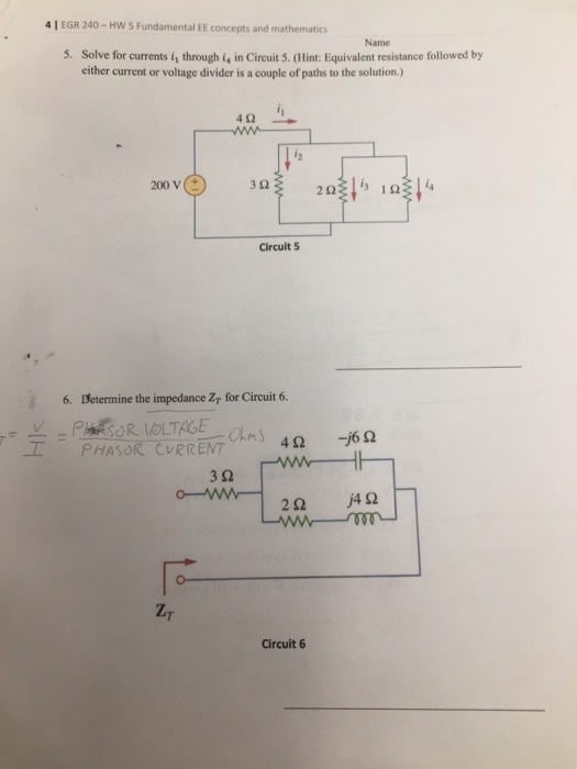 Solved 5. Solve for currents i1 through i4 in circuit 5. 6. | Chegg.com