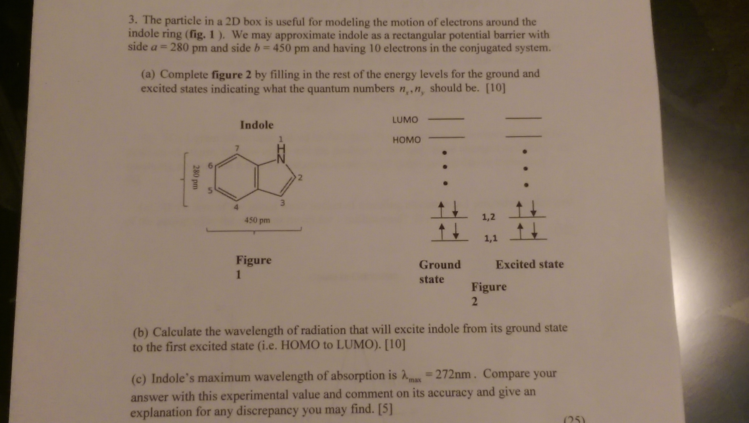 Solved The particle in a 2D box is useful for modeling the | Chegg.com