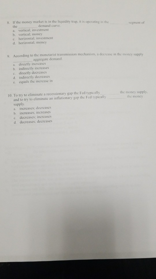 Solved MACROECONOMICS Practice Questions. Multiple Choice EC | Chegg.com