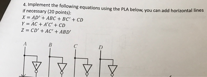 Implement the following equations using the PLA | Chegg.com