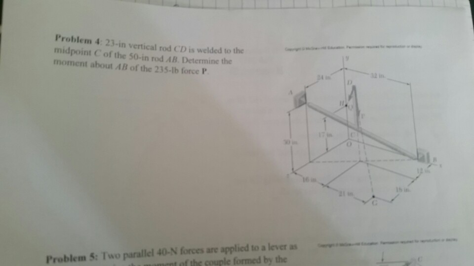 Solved Problem 4: 23-in vertical rod CD is welded to the | Chegg.com