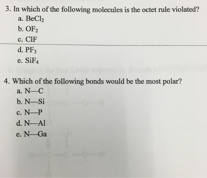 Solved In which of the following molecules is the octet rule | Chegg.com